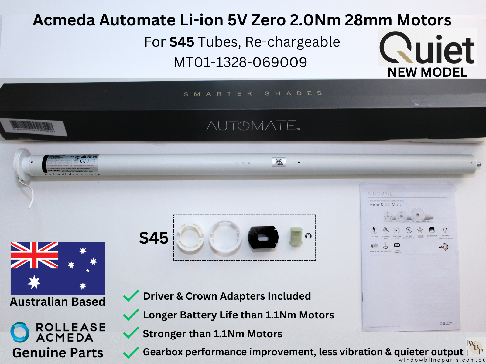 Acmeda Wireless 5V Re-Chargeable Motors 2.0Nm with Adapters for Roller ...
